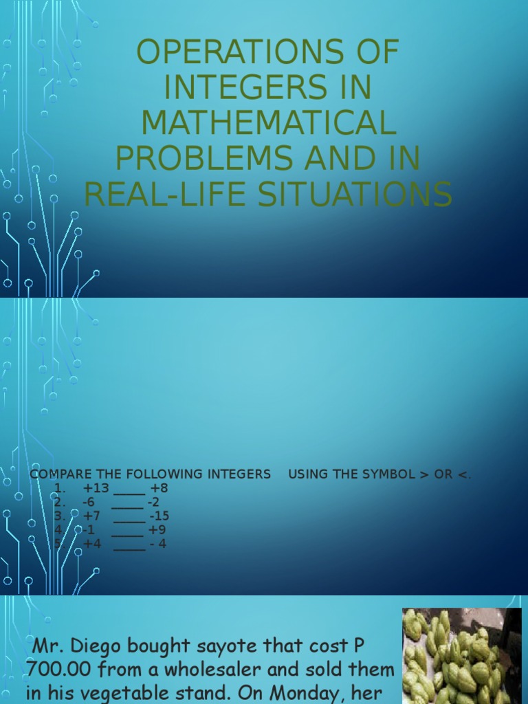 Operations of Integers in Mathematical Problems and Real-Life | PDF ...