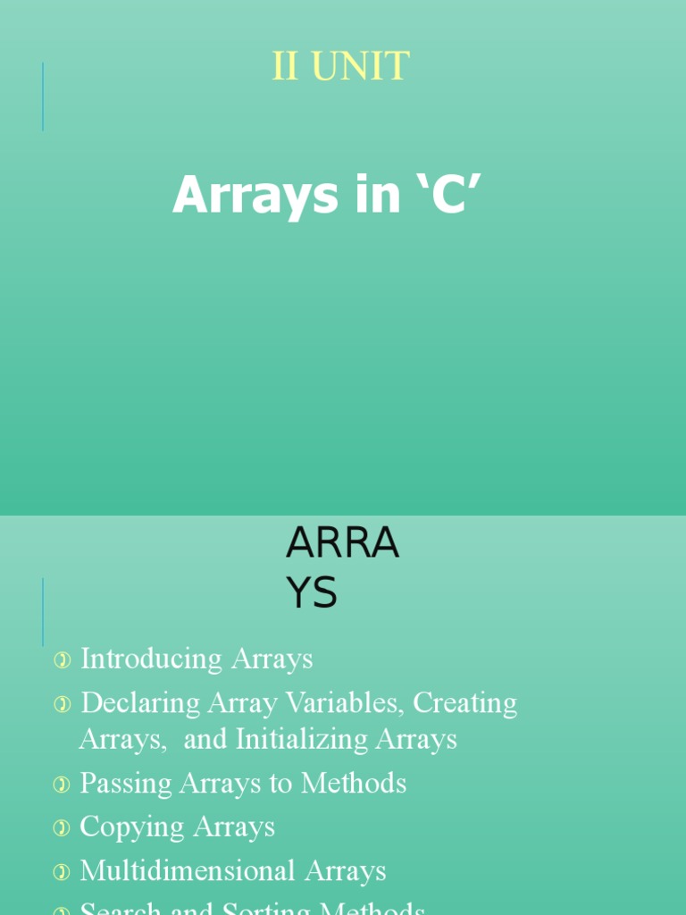 Arrays in C | PDF | Array Data Structure | Array Data Type