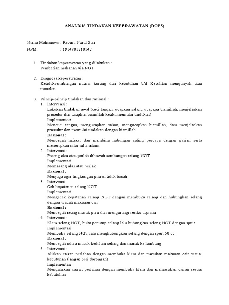 DOPS Pemberian Makan NGT | PDF