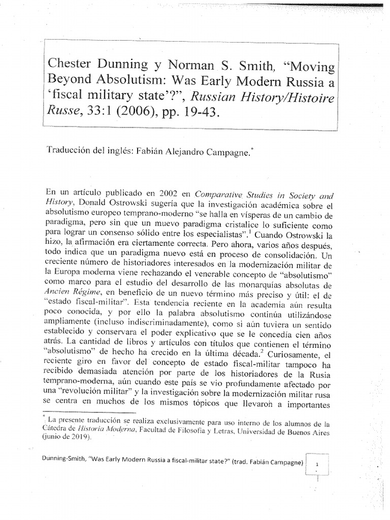 DUNNING-SMITH. ''Moving Beyond Absolutism. Early Modern Russia As ...