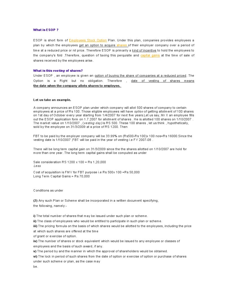 What Is ESOP | PDF | Employee Stock Ownership Plan | Vesting