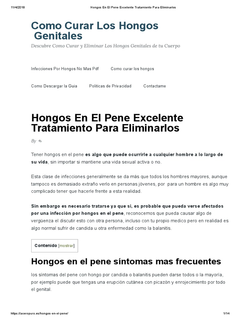 Hongos en El Pene Excelente Tratamiento para Eliminarlos | PDF ...