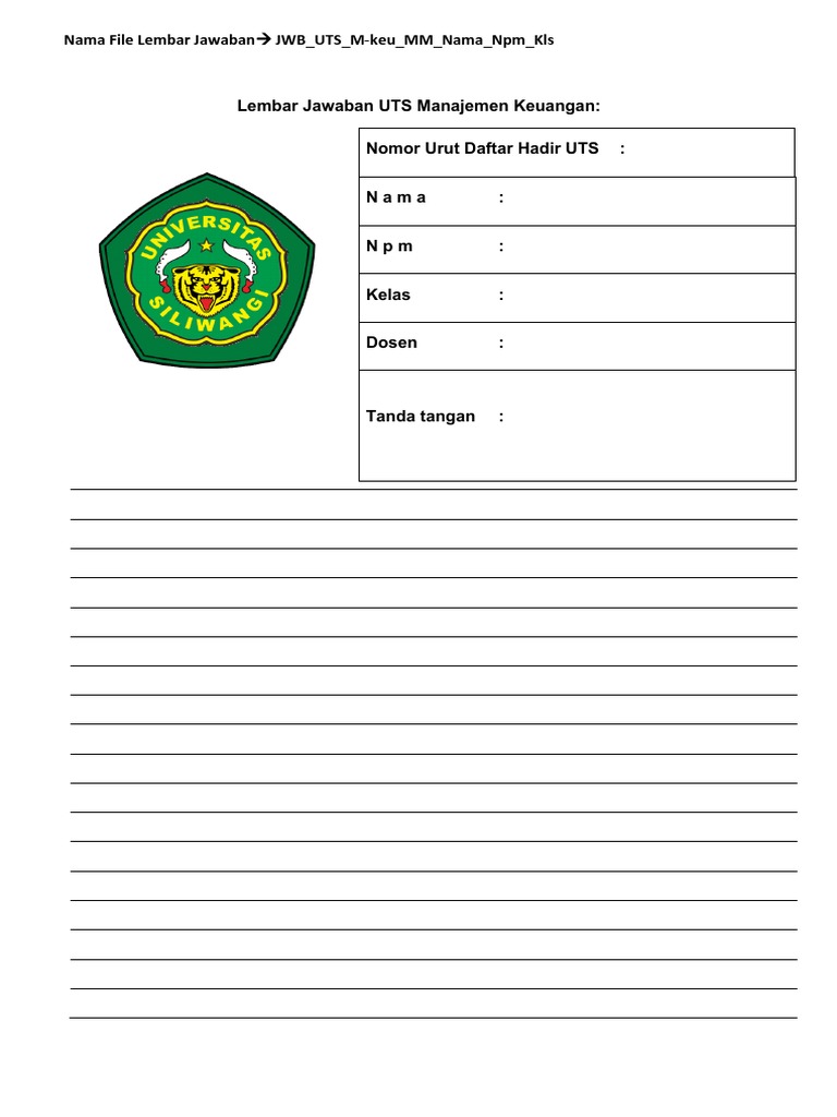 Lembar Jawaban UTS | PDF