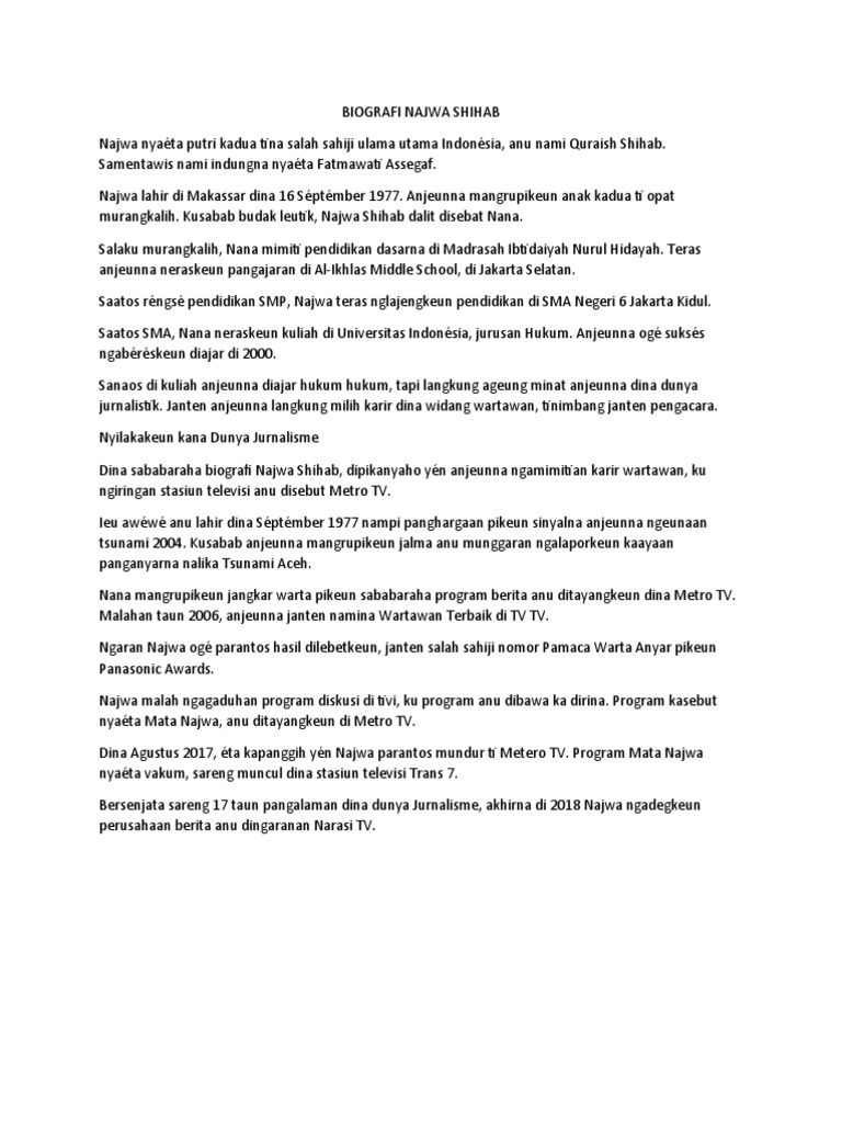 Biografi Sunda Najwa Shihab | PDF