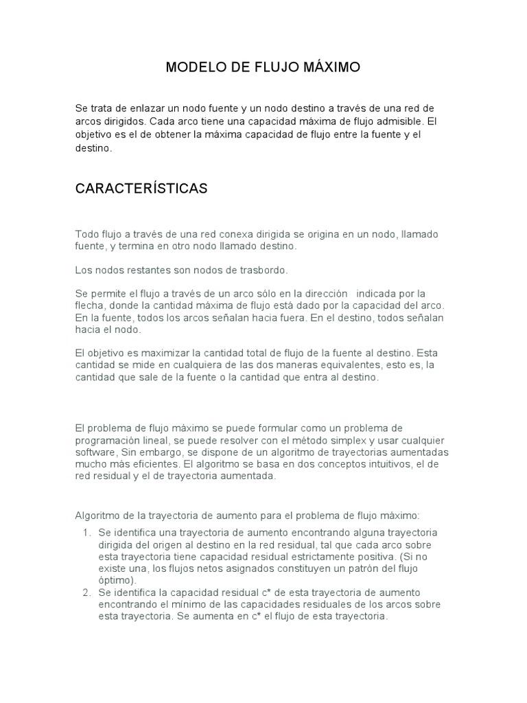 Modelo de Flujo Máximo | PDF | Algoritmos | Programación lineal