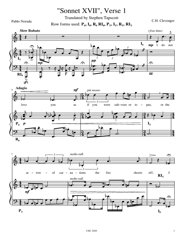 "Sonnet XVII", Verse 1: Translated by Stephen Tapscott Row Forms Used ...