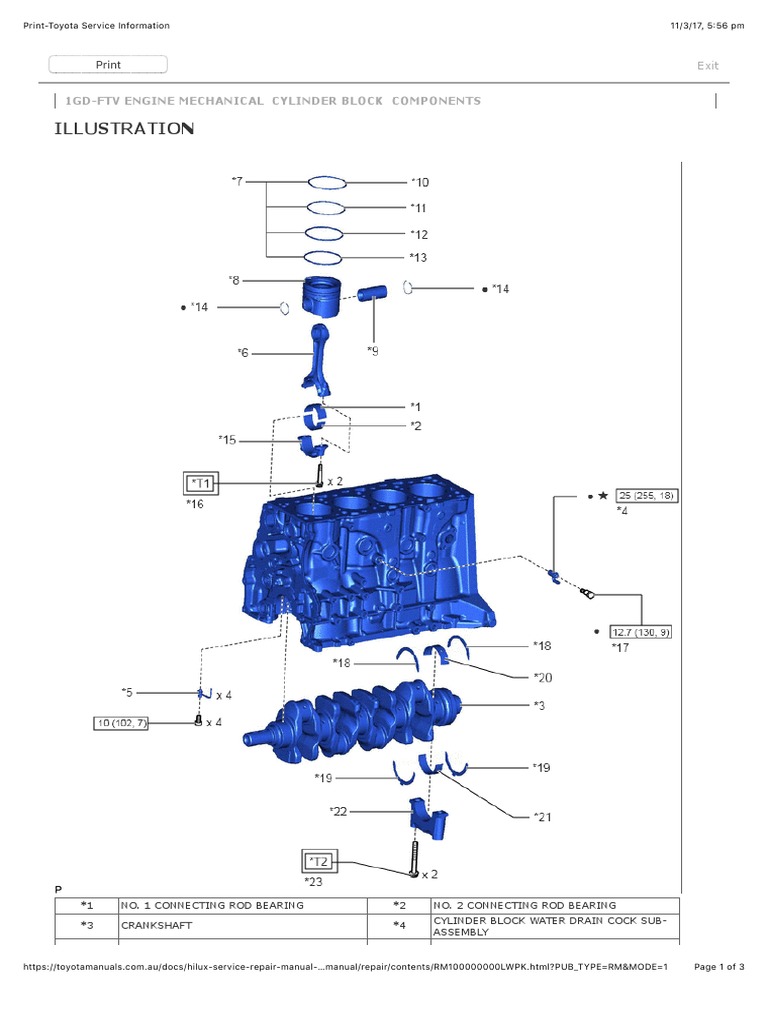 Illustration: 1Gd-Ftv Engine Mechanical Cylinder Block Components ...