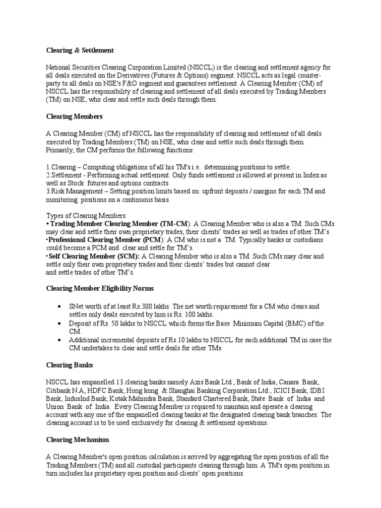 Clearing & Settlement | PDF | Derivative (Finance) | Futures Contract