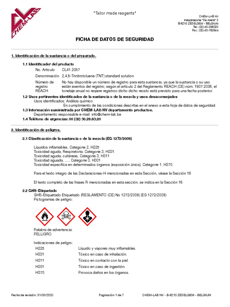 MSDS TNT 1 PDF | PDF | Toxicidad | Agua