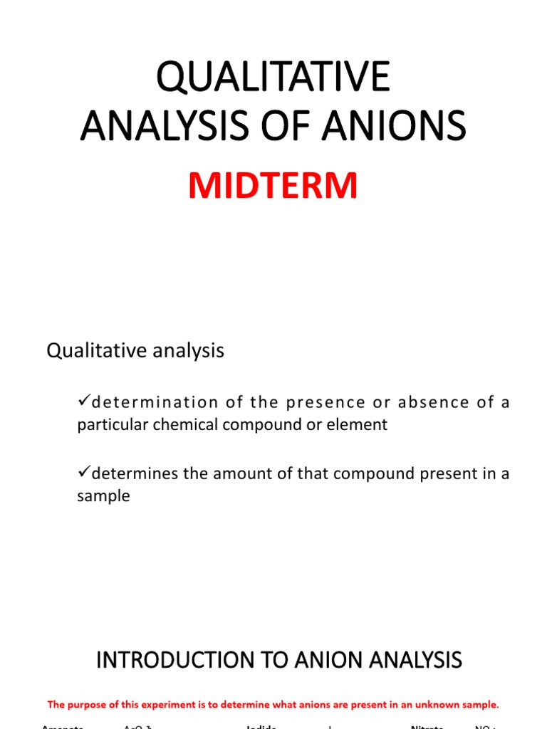 Anion Analysis for Chemistry Students | PDF | Salt (Chemistry ...