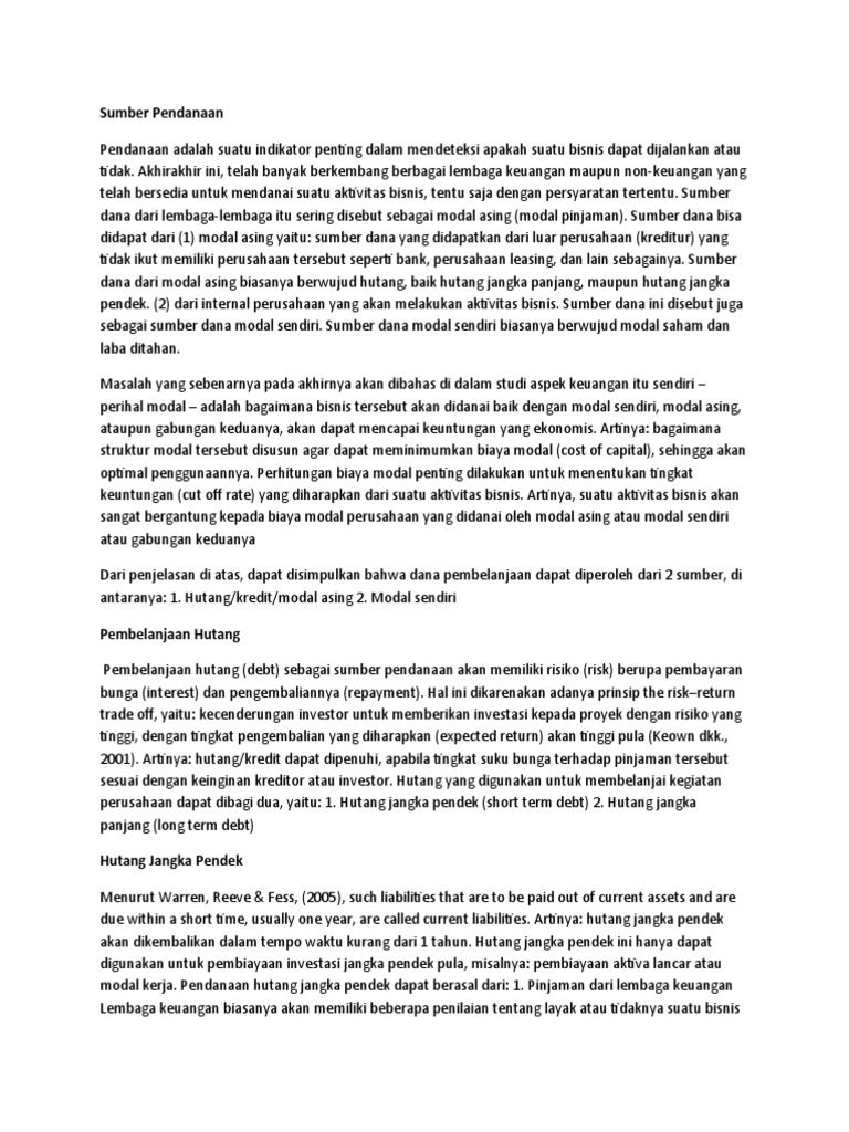 Sumber Pendanaan | PDF