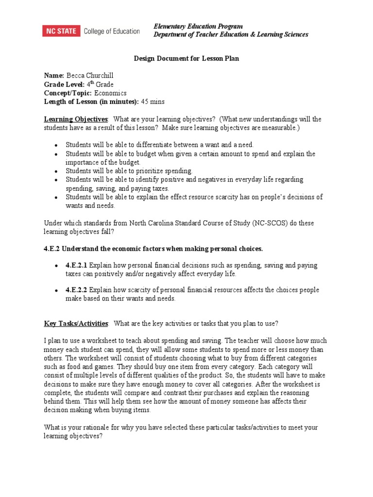 Designdocument 3 | PDF | Lesson Plan | Communication