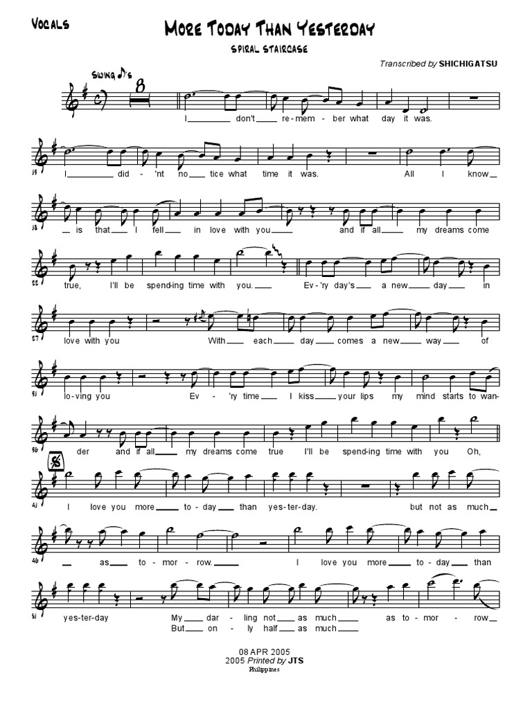 More Today Than Yesterday - Vocals | PDF