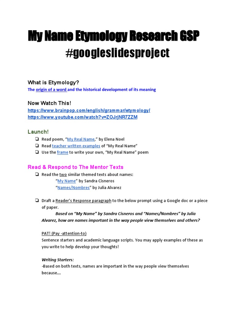 Name Etymology Research Guide | PDF | Human Communication | Cognition