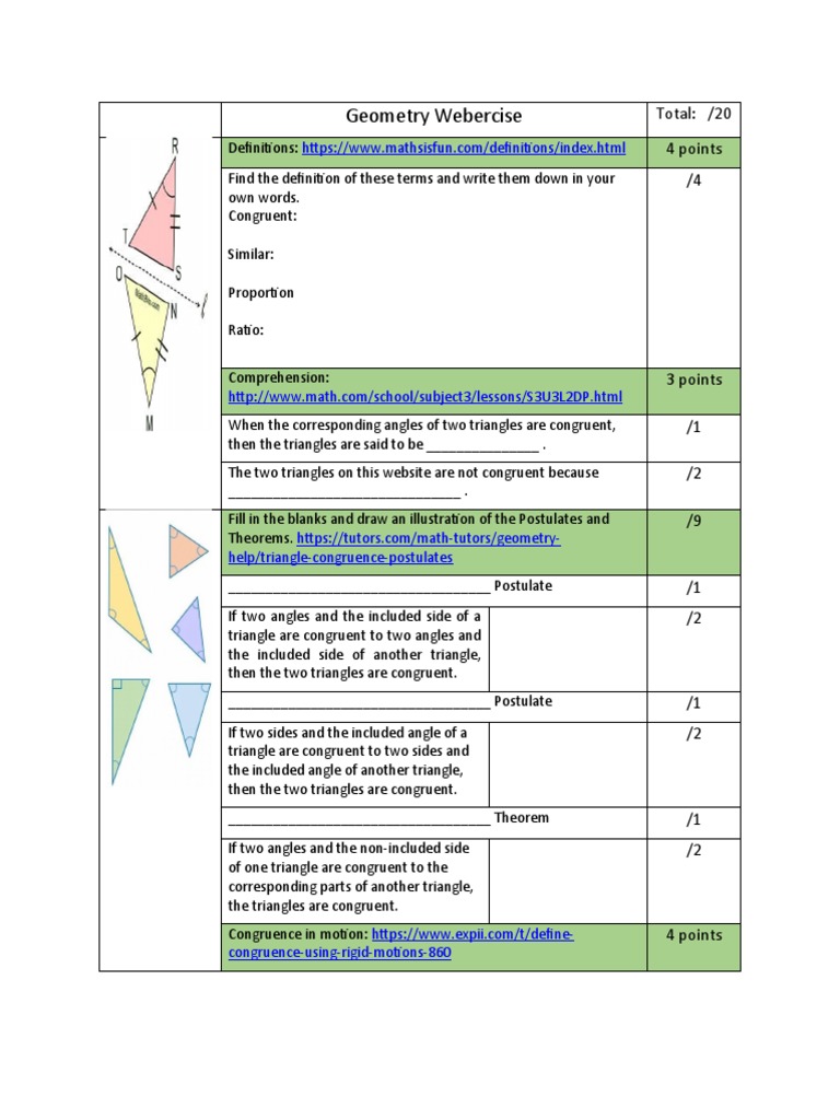 Geometry Congruence Exercise | PDF