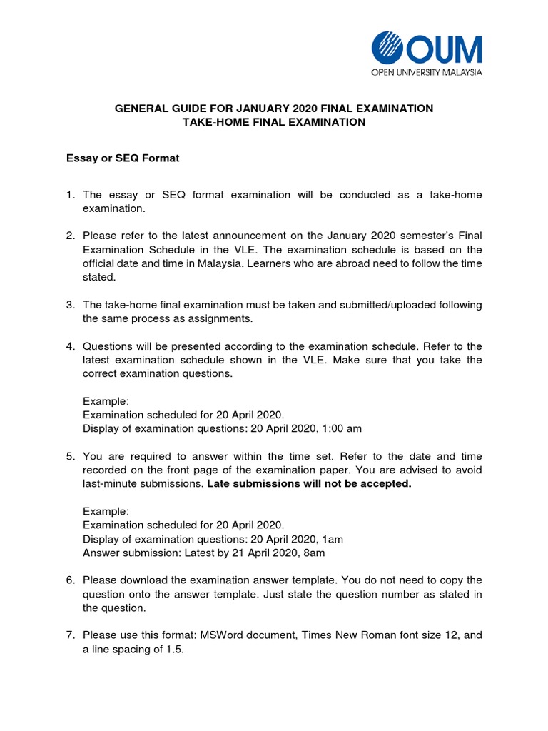 Take-Home Final Exam Guidelines | PDF