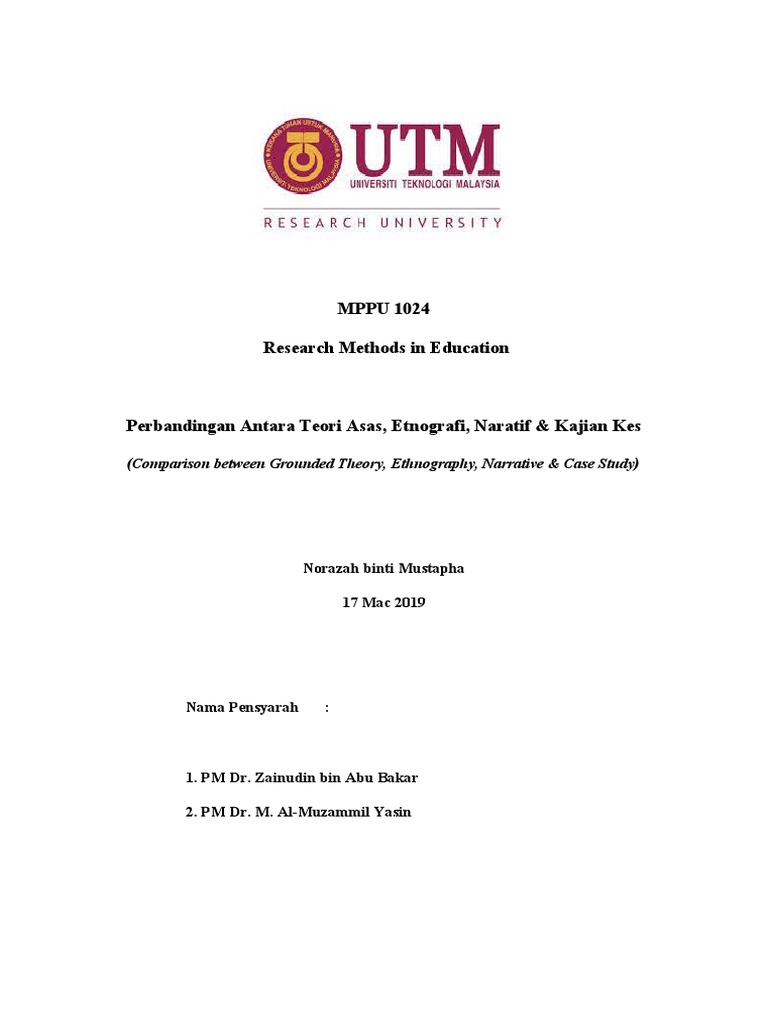 MPPU 1024 Research Methods in Education: (Comparison Between Grounded Theory, Ethnography ...