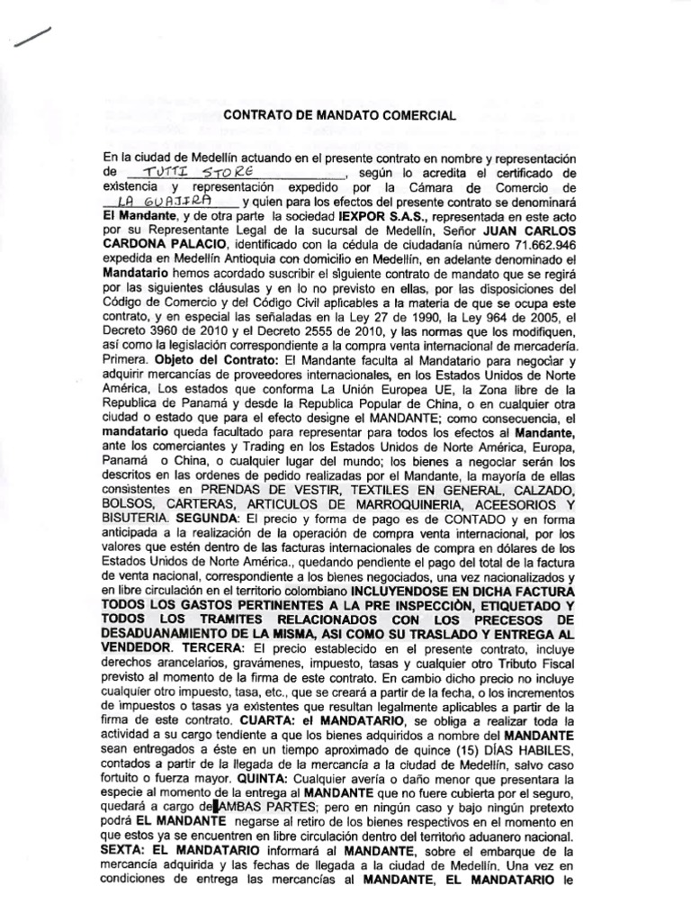 Modelo de Contrato de Mandato Comercial | PDF