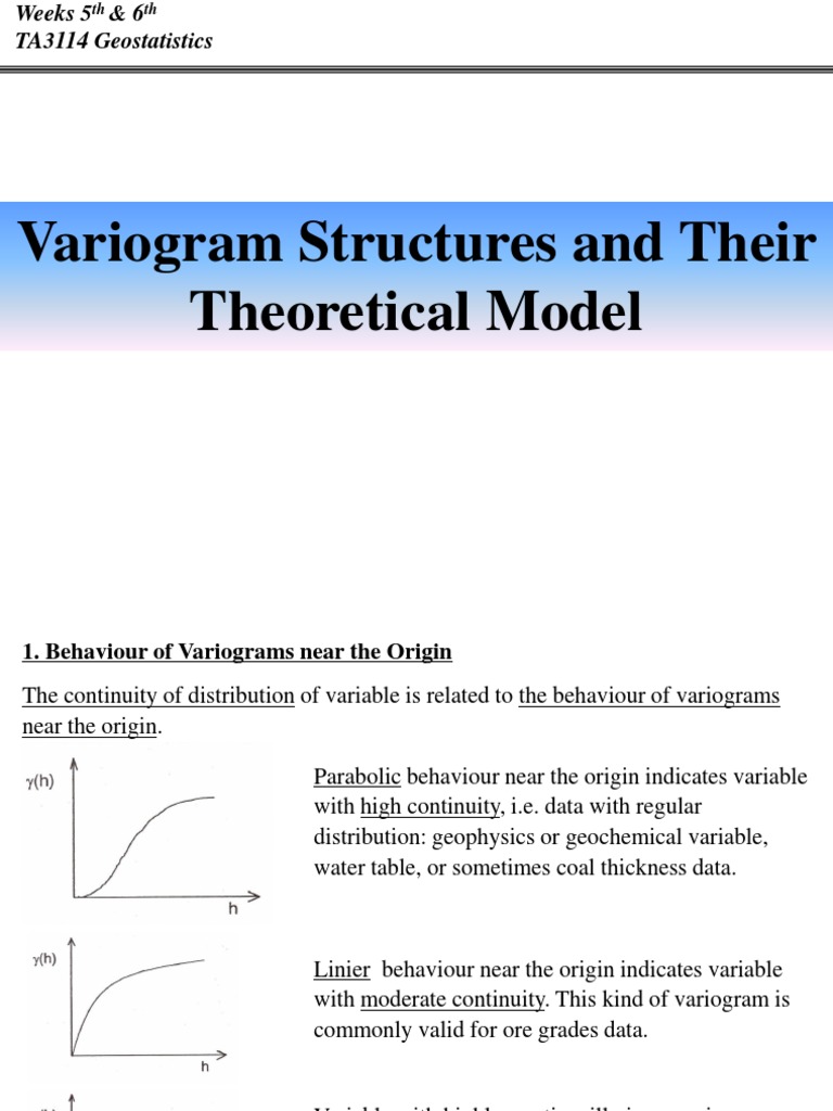 07.week 5 6 - Theoritical Model of Variograms PDF | PDF | Anisotropy | Chemistry