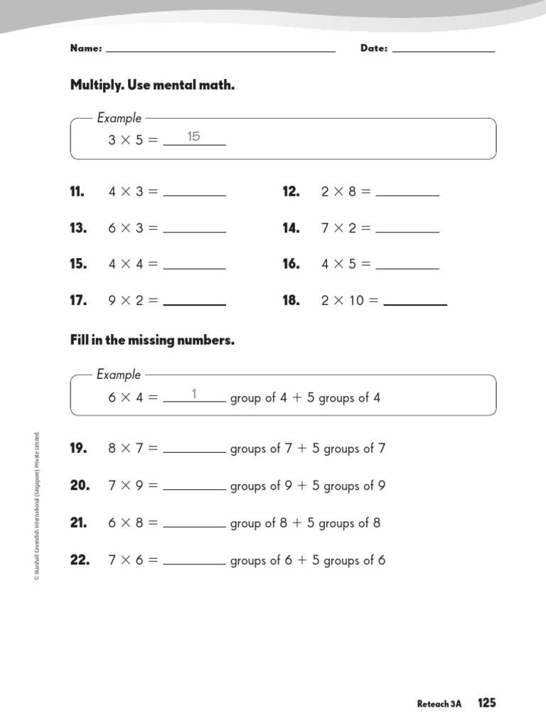 Multiply. Use Mental Math.: 3 3 5 5 Example | PDF