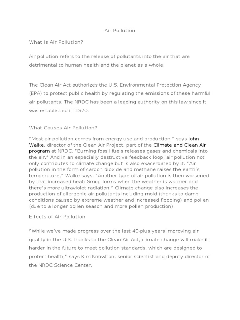 John Walke Climate and Clean Air Program | PDF | Air Pollution ...