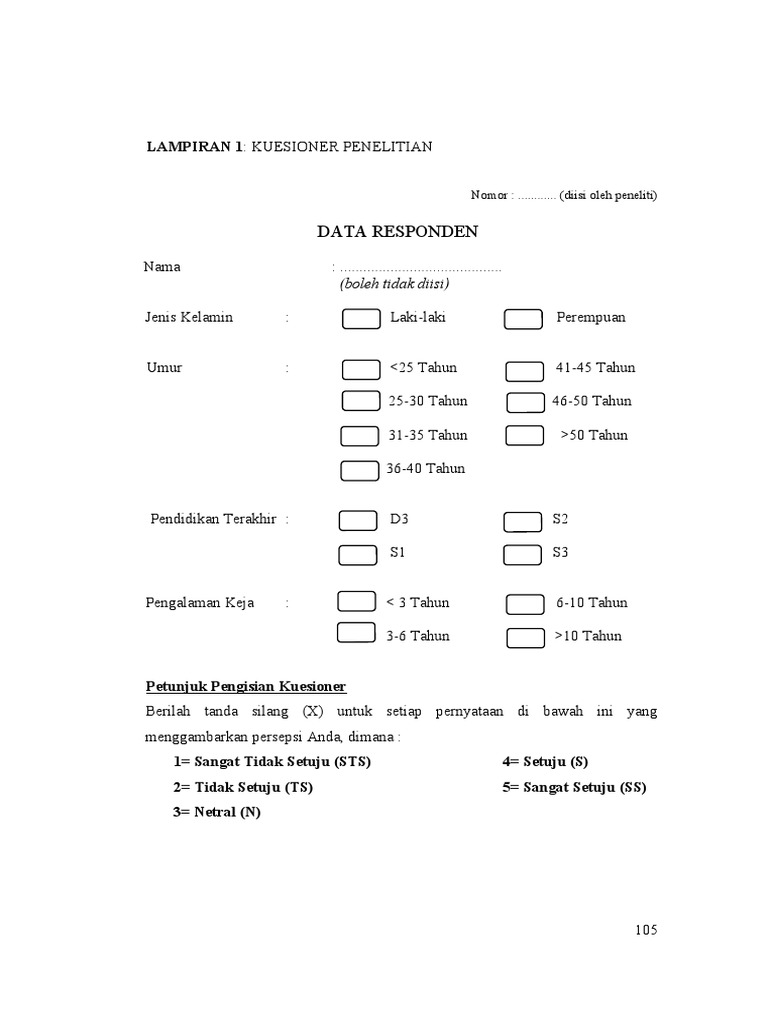 16 - Lampiran 1 - Kuesioner Penelitian | PDF