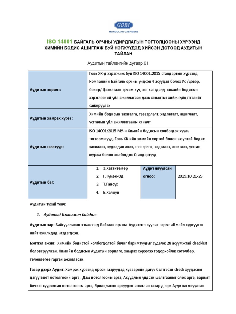 Audit For Chemical | PDF
