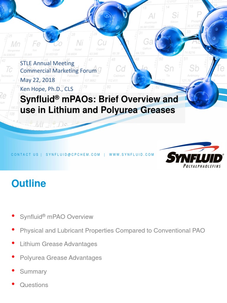 Synfluid mPAOs Brief Overview and Use in Lithium and Polyurea Greases ...