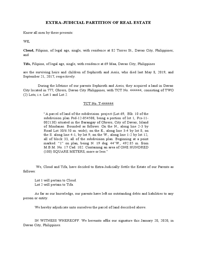 Extra-judicial-Partition-of-Real-Estate (1) JMC Law | PDF | Document ...