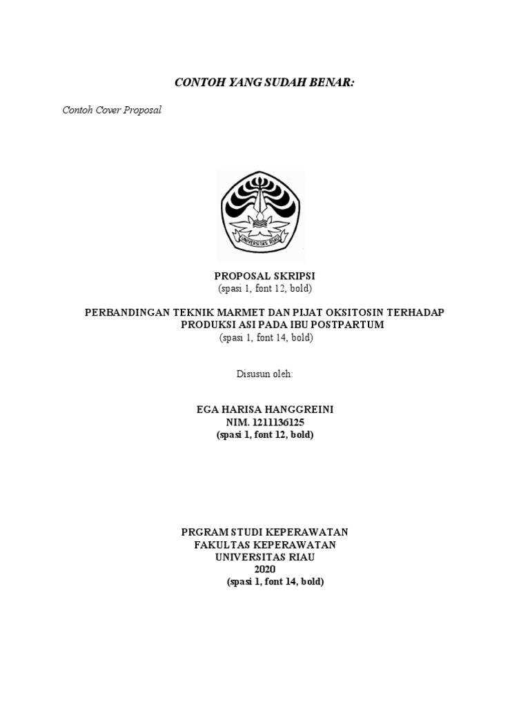 Contoh Cover Proposal DAN LEMBAR PENGESAHAN PROPOSAL | PDF