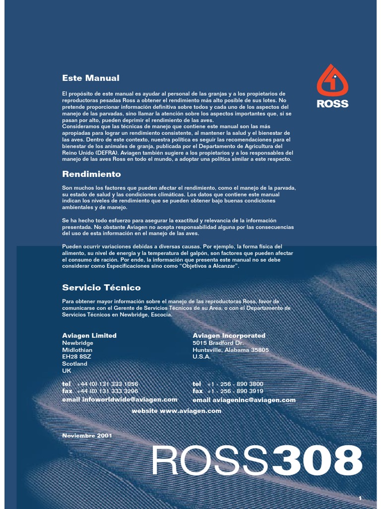 Manual de Manejo Ross 308 2024 | PDF | Aves | Sexo