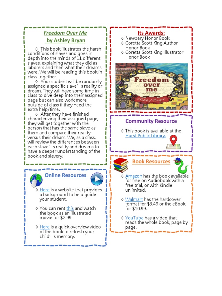 Freedom Over Me by Ashley Bryan: Its Awards | PDF