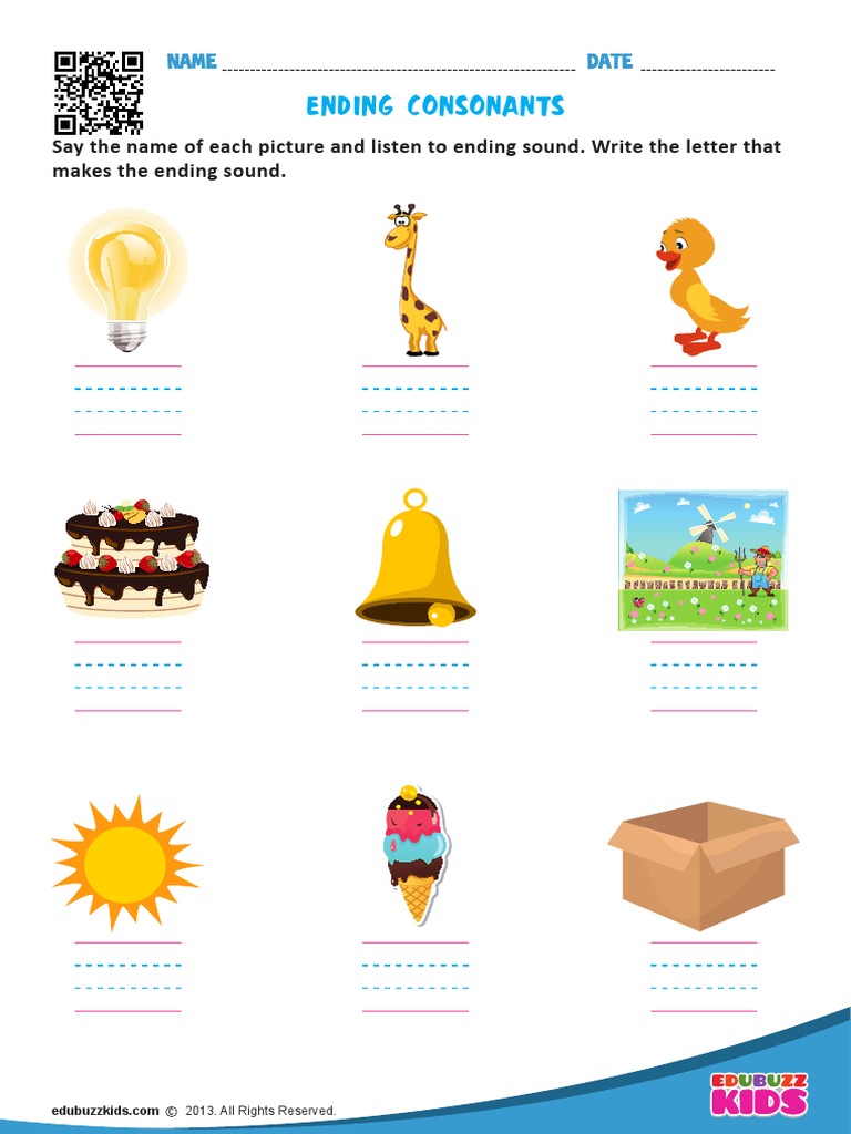 Ending Consonants Activity Worksheet | PDF | Home & Garden