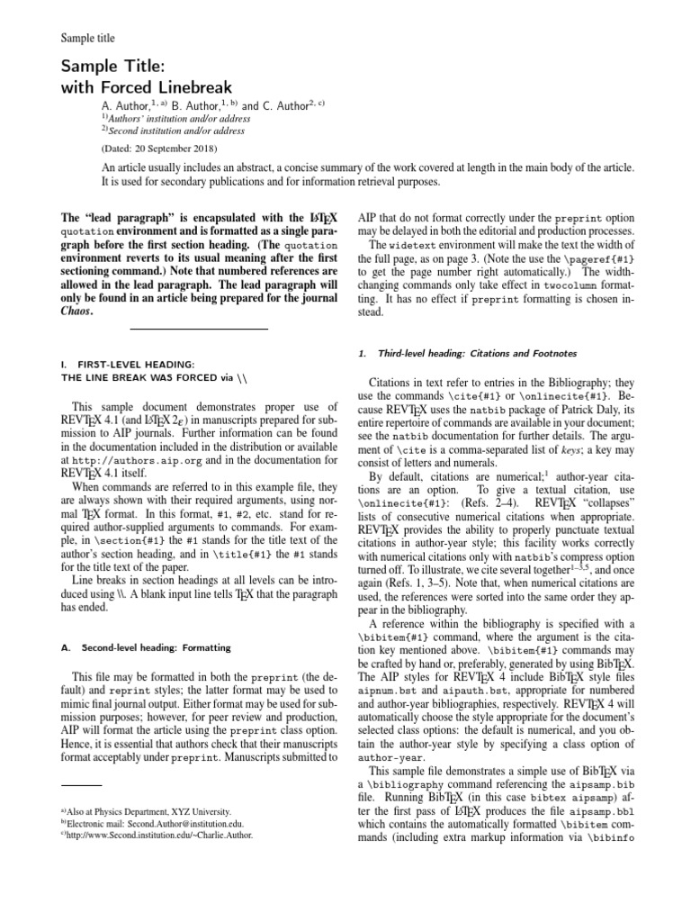 Template For Submission To Aip Journals PDF | PDF | Citation | Writing