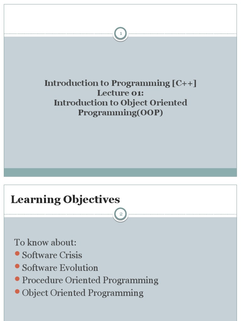 Introduction To Programming (C++) Introduction To Object Oriented ...