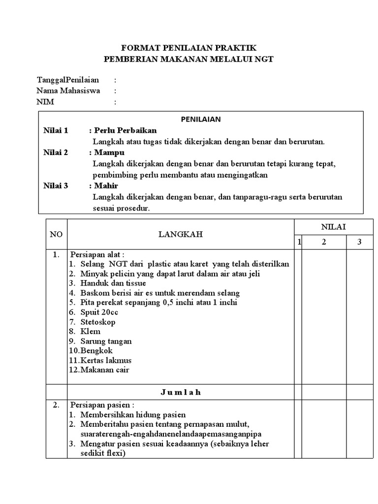 Format Penilaian Praktik NGT | PDF