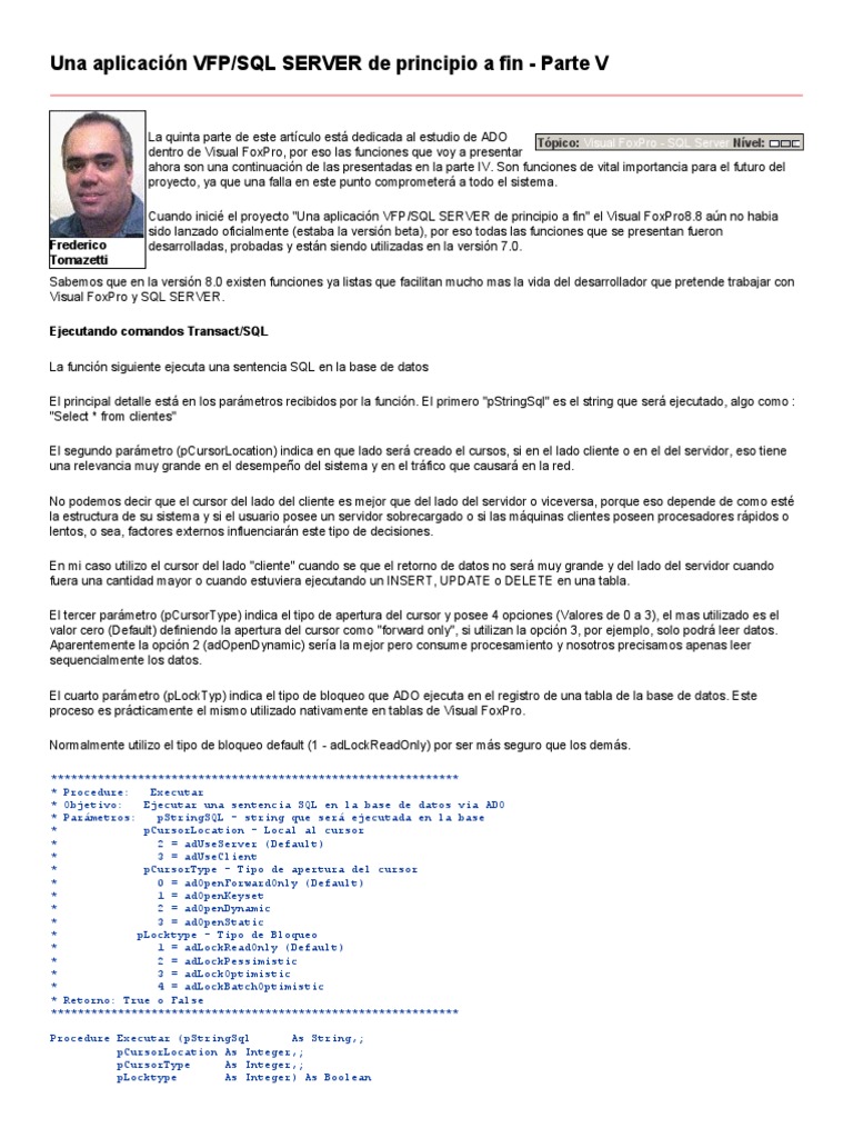 Una Aplicación VFP SQL SERVER de Principio A Fin - Parte V | PDF | Active X Data Objects ...