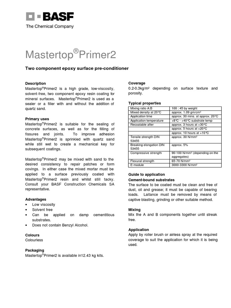 Mastertop Primer 2 PDF | PDF | Epoxy | Industrial Processes