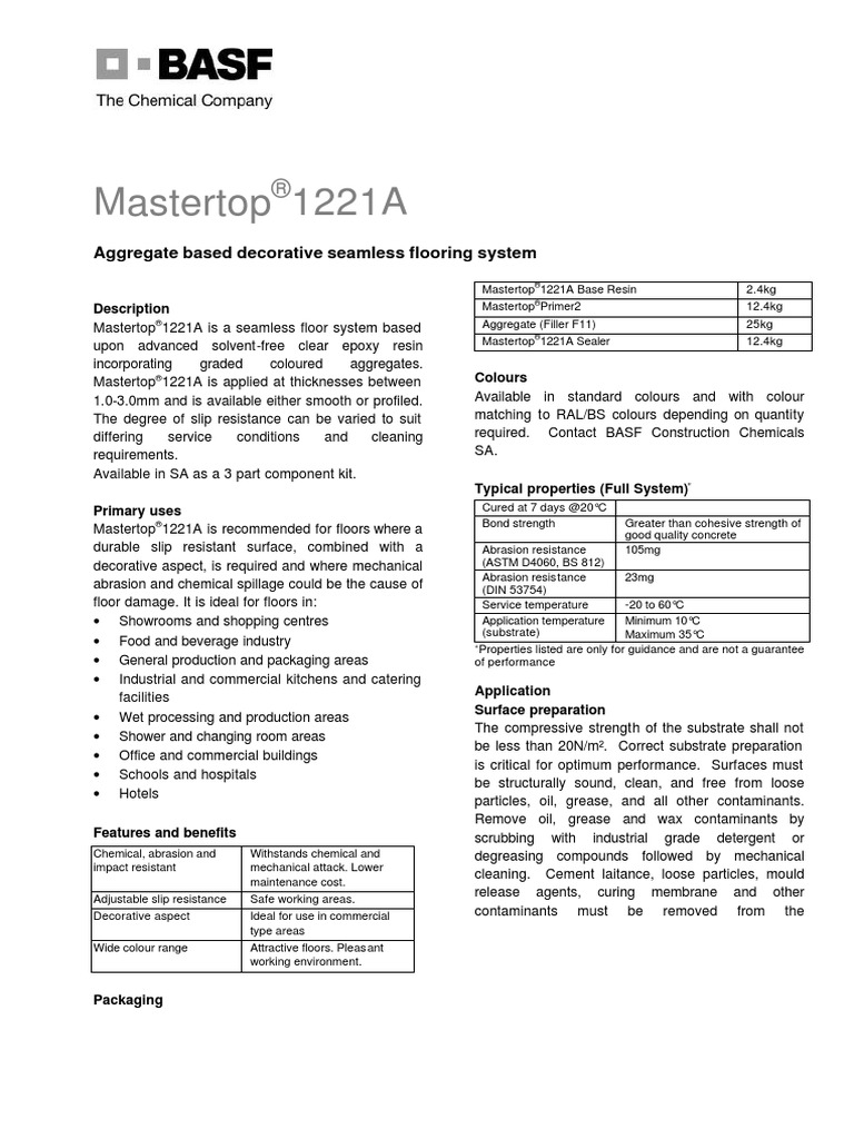 Mastertop 1221 A PDF | PDF | Concrete | Building Materials