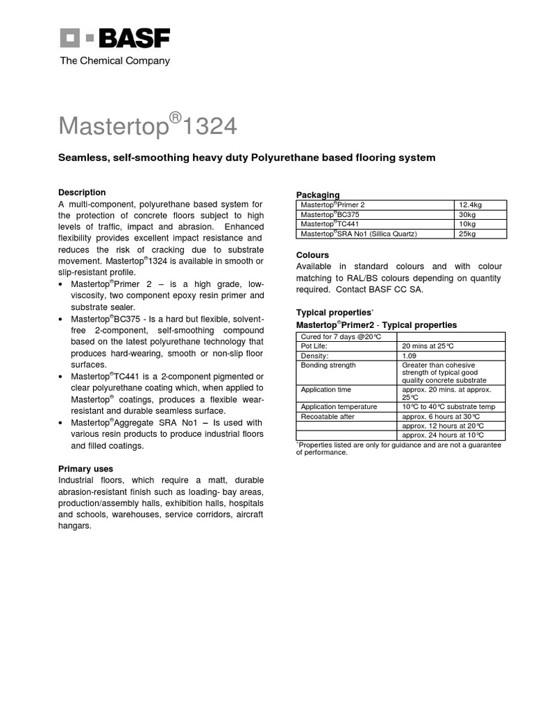 Mastertop 1324: Seamless, Self-Smoothing Heavy Duty Polyurethane Based ...
