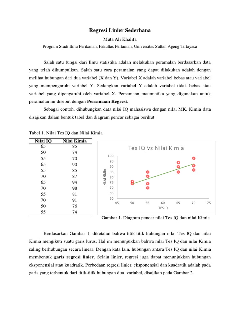 Regresi Linier Sederhana Bag 1 | PDF