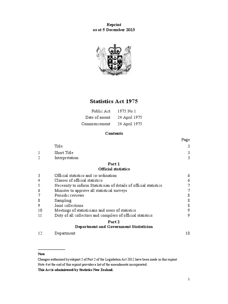 Statistics Act 1975 | PDF | Official Statistics | Census