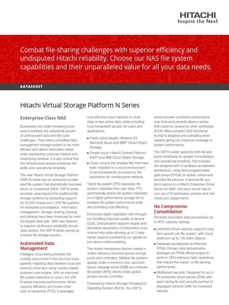 Virtual Storage Platform N Series Datasheet | PDF | File System | Cloud Computing