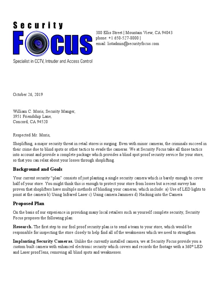 Background and Goals: Research. Implanting Security Cameras | PDF ...