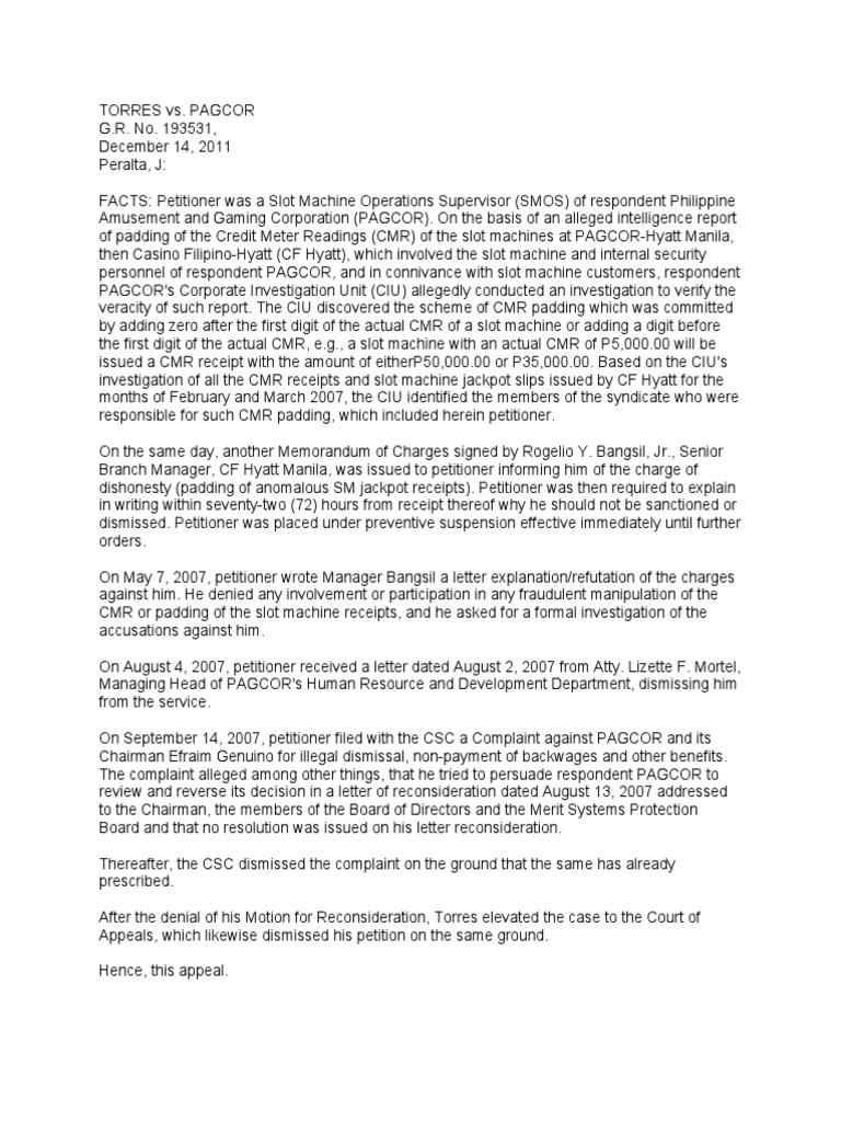 TORRES vs. PAGCOR | PDF