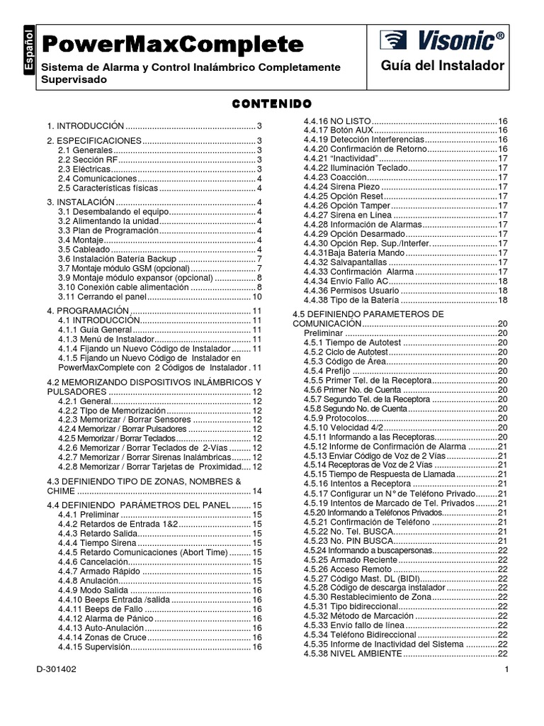 Visonic Powermaxcomplete Guia Del Instalador 2010 | PDF | Gsm | Módem