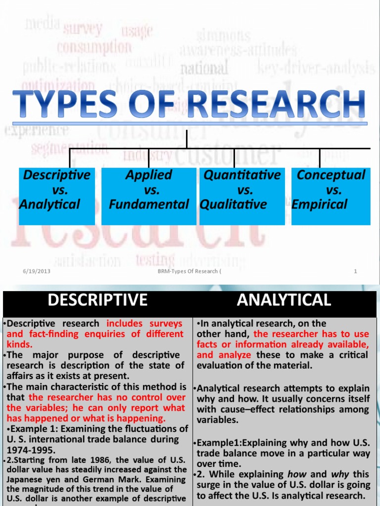 Descriptive vs. Analytical Applied vs. Fundamental Quantitative vs ...