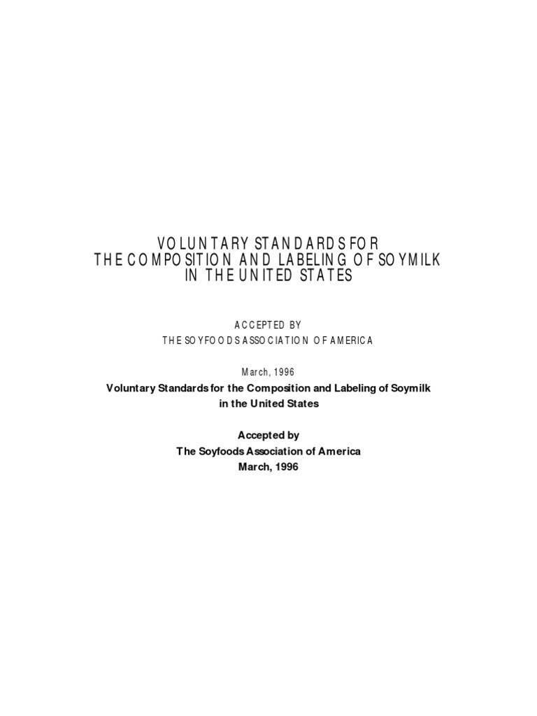 Soy Milk Standards | PDF | Soy Milk | Soybean