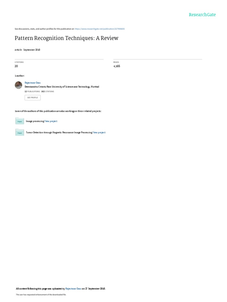 Pattern Recognition Techniques in AI | PDF | Principal Component Analysis | Artificial Neural ...