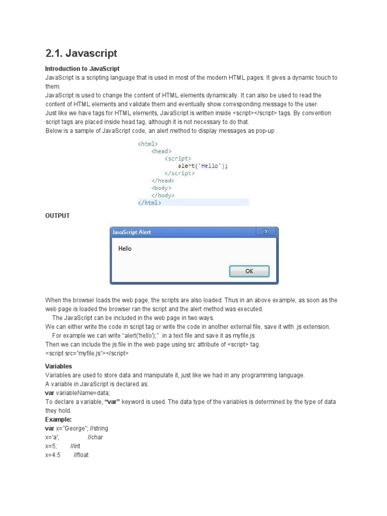 Introduction To Javascript | PDF | Html Element | Java Script